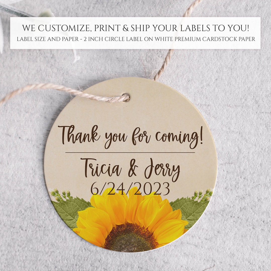 Personalized Tags, Sunflower Wedding, Custom Cardstock Party Favors ...