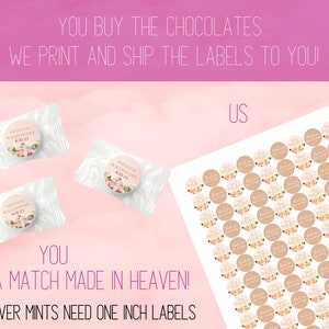 Printed Chocolate Kiss Stickers - Personalized Pink Floral Wedding ...