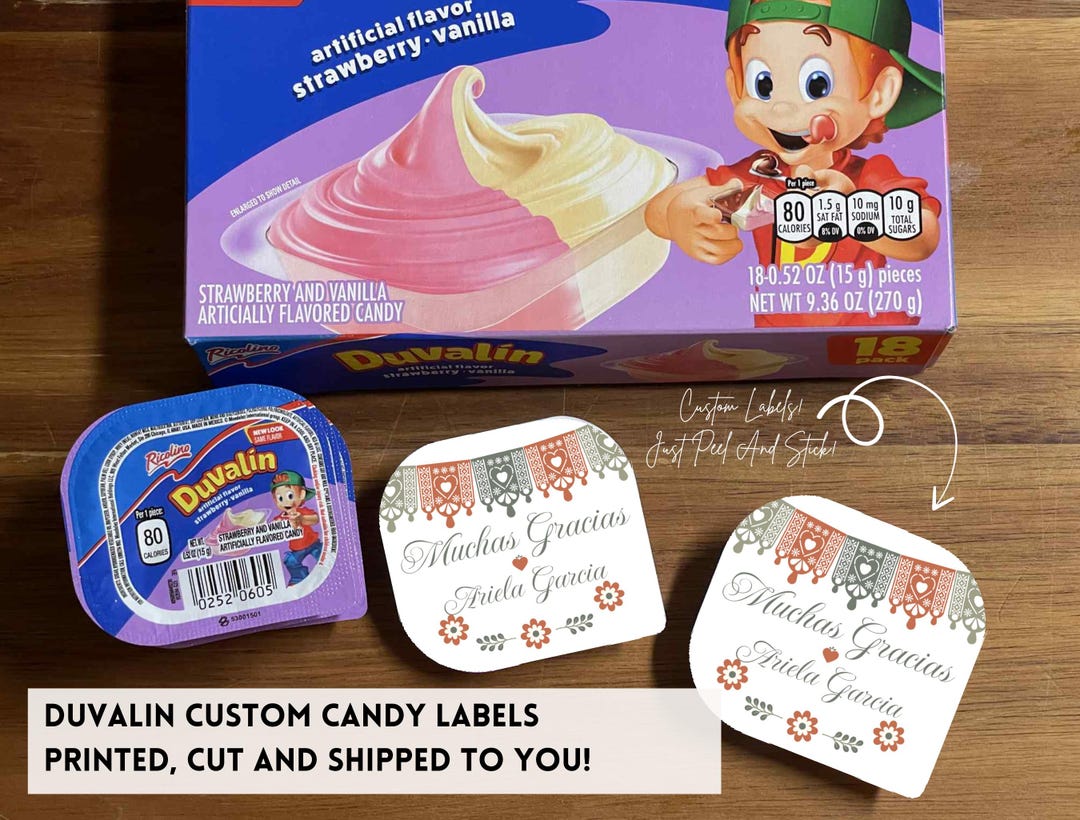 Personalized Duvalin Party Favor Labels, Mexican Candy Custom Favor ...