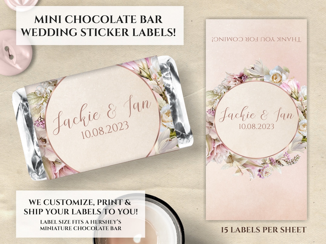 Personalized Candy Bar Wrapper for Miniature Chocolates - Pink and ...