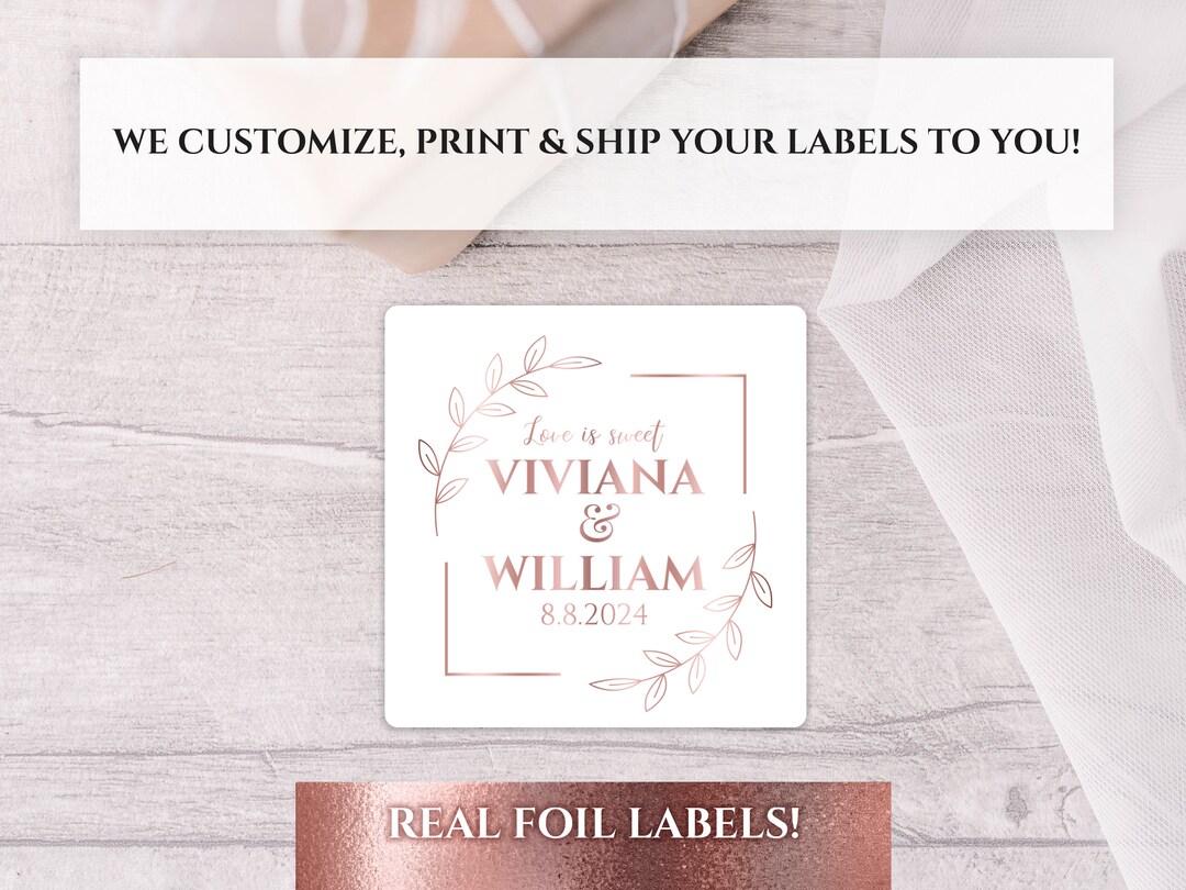 2 Inch Square Labels, Real Foil Stickers, Personalized Party Stickers ...