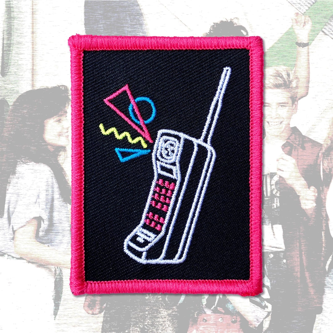 Brick Phone '80s Neon Patch - Retro Tech - Etsy