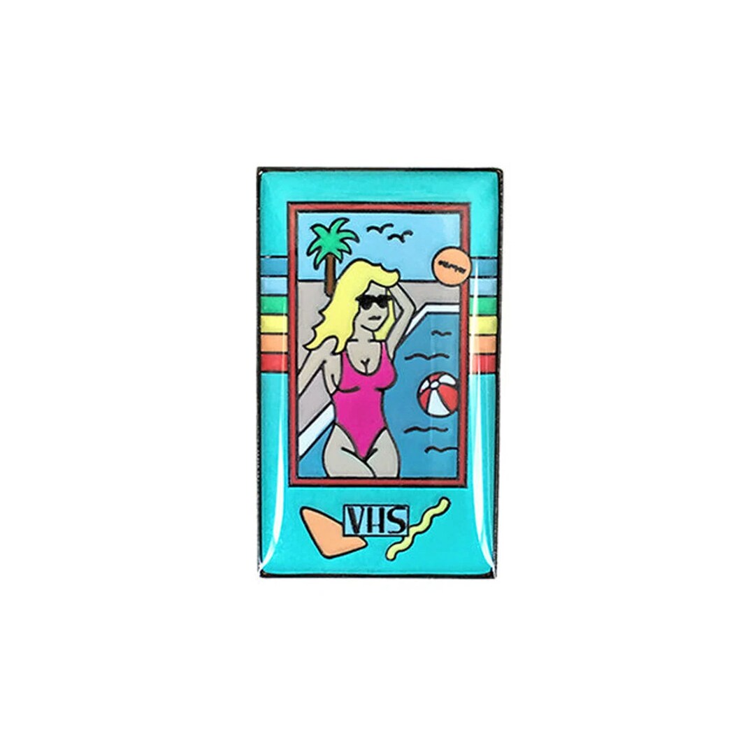 Vhs Enamel Pin Beach Babe Edy 80s Vaporwave Etsy 1002