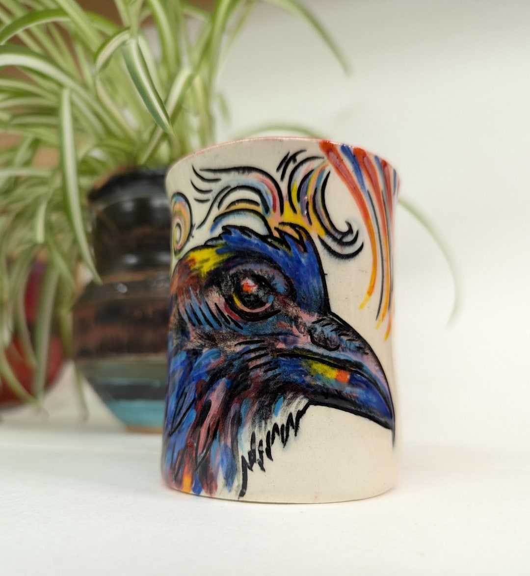 Raven Coffee Cup, Coffee Cup, Cup, Ceramic Cup, Raven, Handmade Cup ...