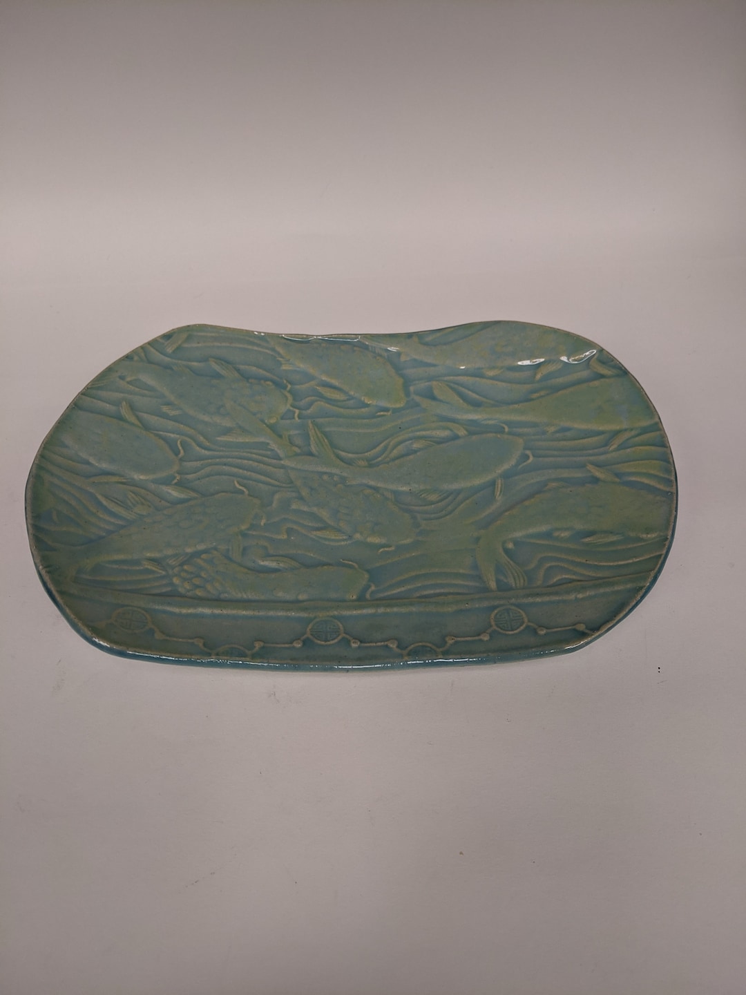 Handmade Ceramic Koi Fish Plate: Light Blue Pottery Serving Dish - Etsy