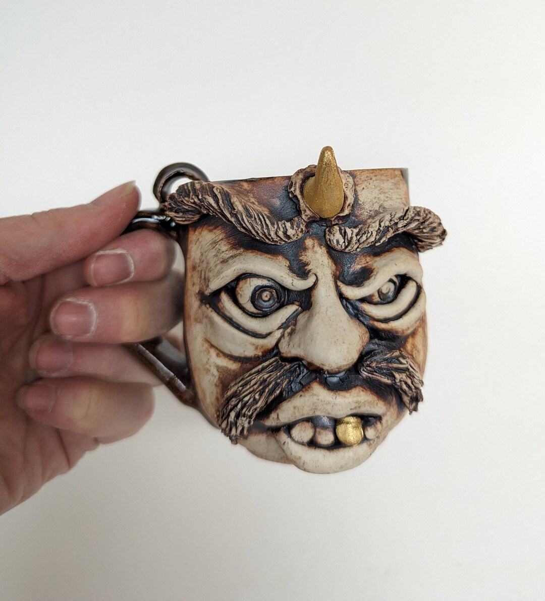 Ceramic Face Mug, Face Mug, Pottery Face Mug, Pottery Mug, Mug, Coffee ...