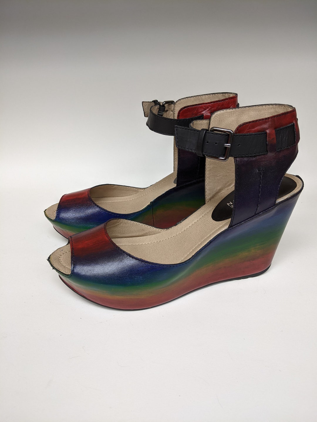 Hand Painted Shoes, Custom Shoes, Ankle Wedges, Kenneth Cole Reaction ...