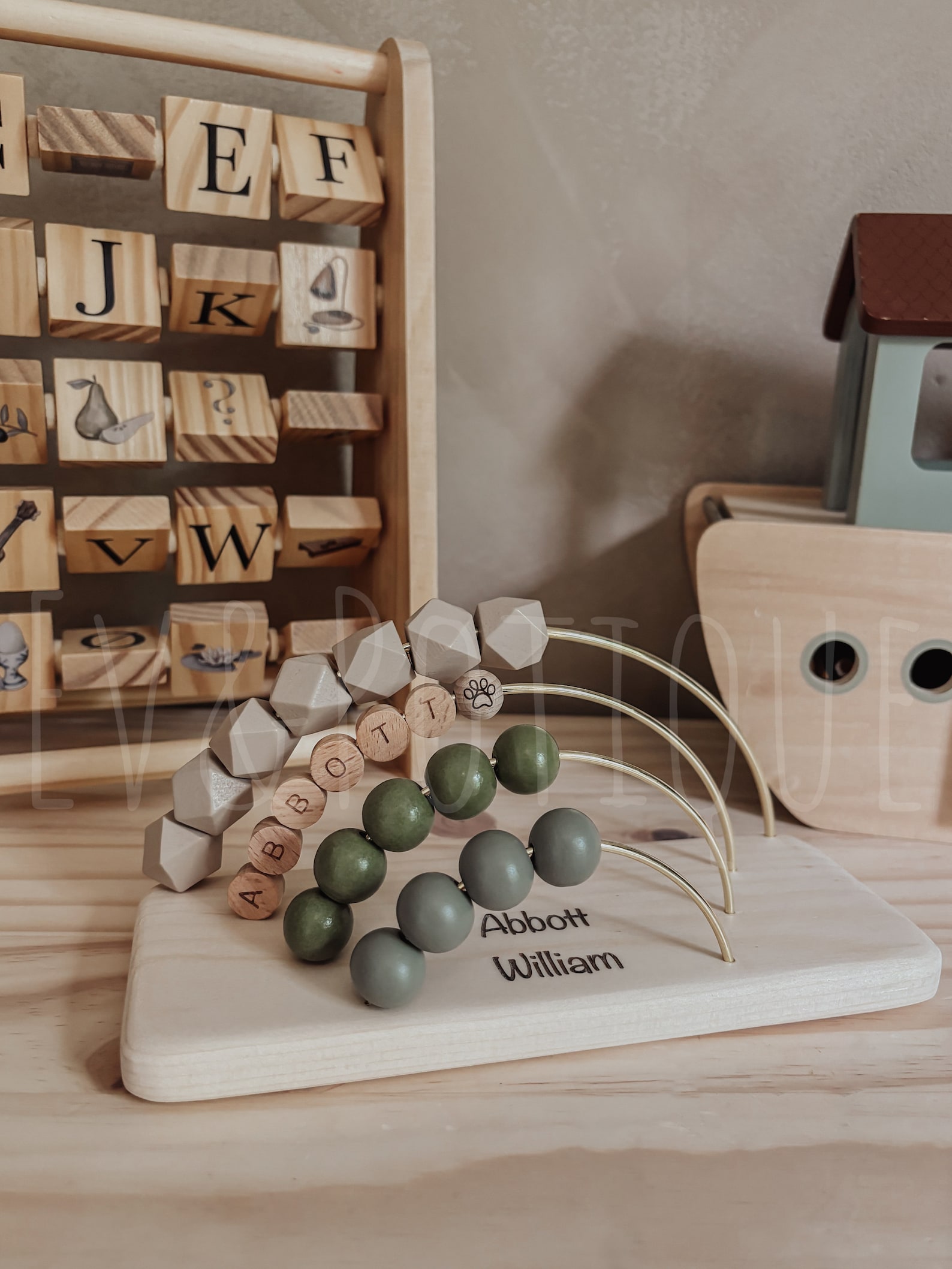 4 Ring-personalized Rainbow Abacus, Nursery Decor Bohemian, Abacus ...