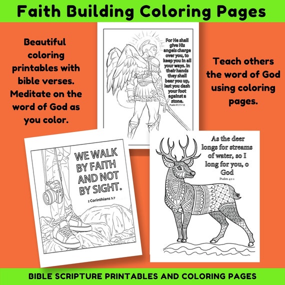 Faith Building Bible Scripture Printables and Coloring Pages | Etsy