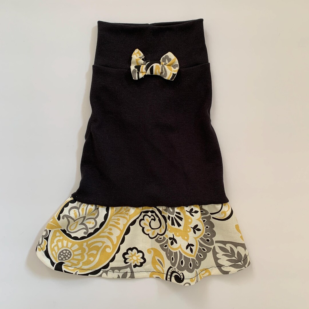 Black Fleece Dress With Paisley Themed Skirt for Dogs// - Etsy