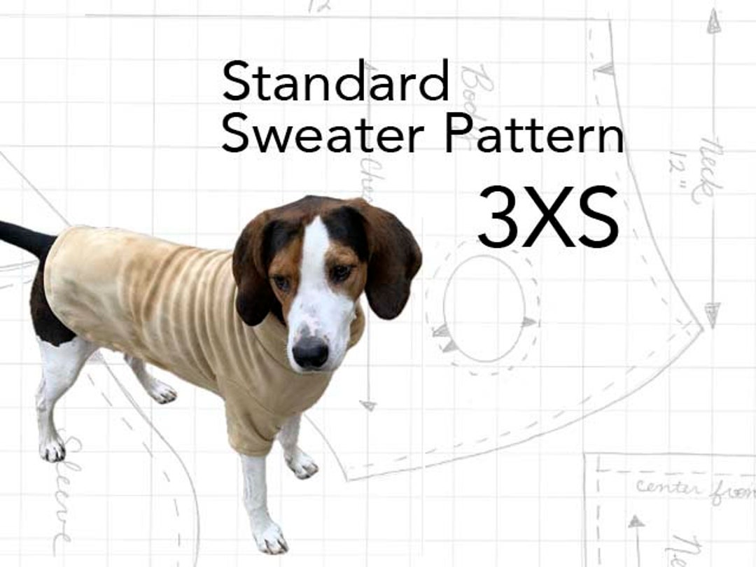 3XS Dog Sweater Sewing Pattern: Standard Pullover (PDF Pattern) - Etsy