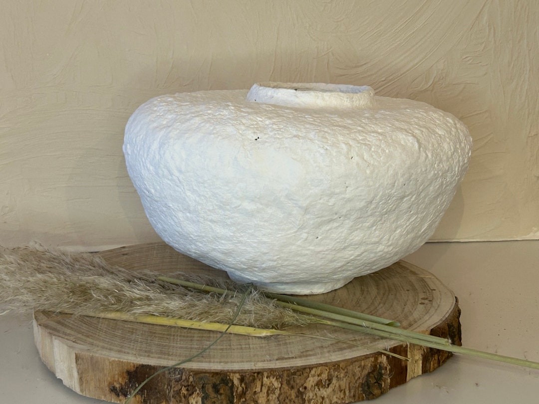 Paper Mache Vase Series stone River Stone White - Etsy