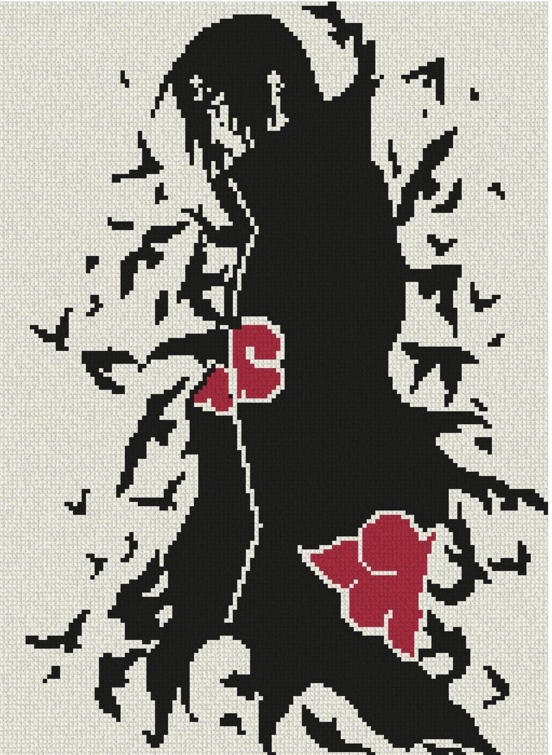 Itachi Black and Red Cross Stitch Chart Pdf - Etsy
