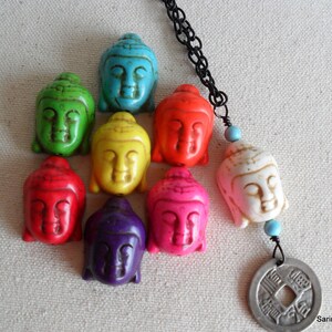 Buddah Necklace in White on Flat Black Chain - Etsy
