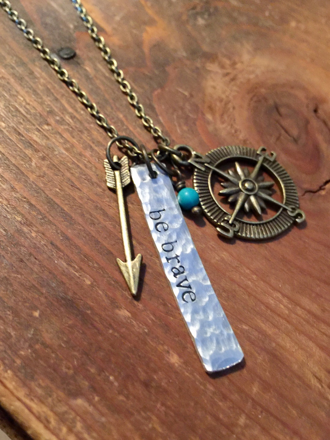 Courage, Dear Heart OR Be Brave Hand Stamped Copper/pewter/brass Charm ...