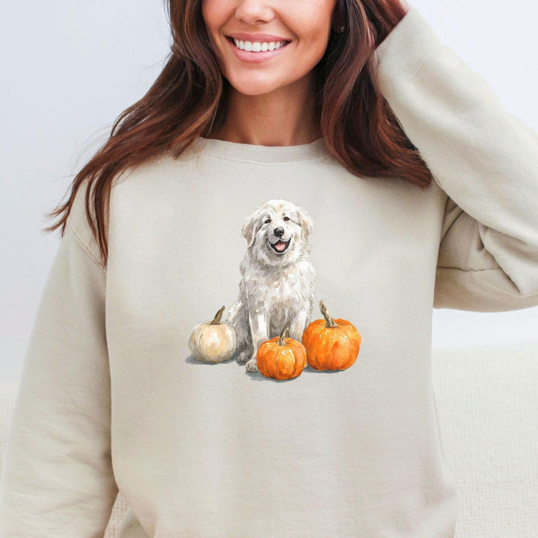 Great Pyrenees Sweatshirt Fall Pumpkin Pyrenees Shirt Great Pyrenees ...