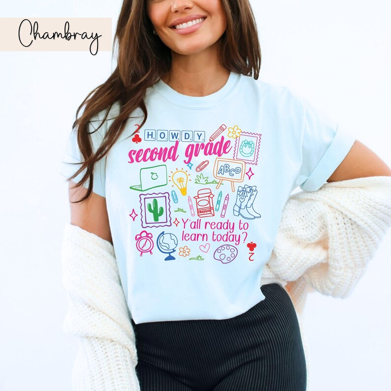 Howdy Second Grade Teacher Shirt Comfort Colors® Western Teacher Shirt ...