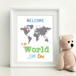 Baby Nursery Wall Art Print World Map Print Custom Baby Nursery Decor ...