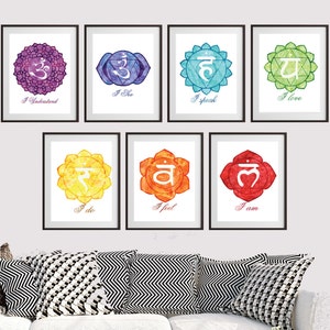 Chakra Set - Chakra Meditation Wall Art Set - Chakra Prints - Chakra ...