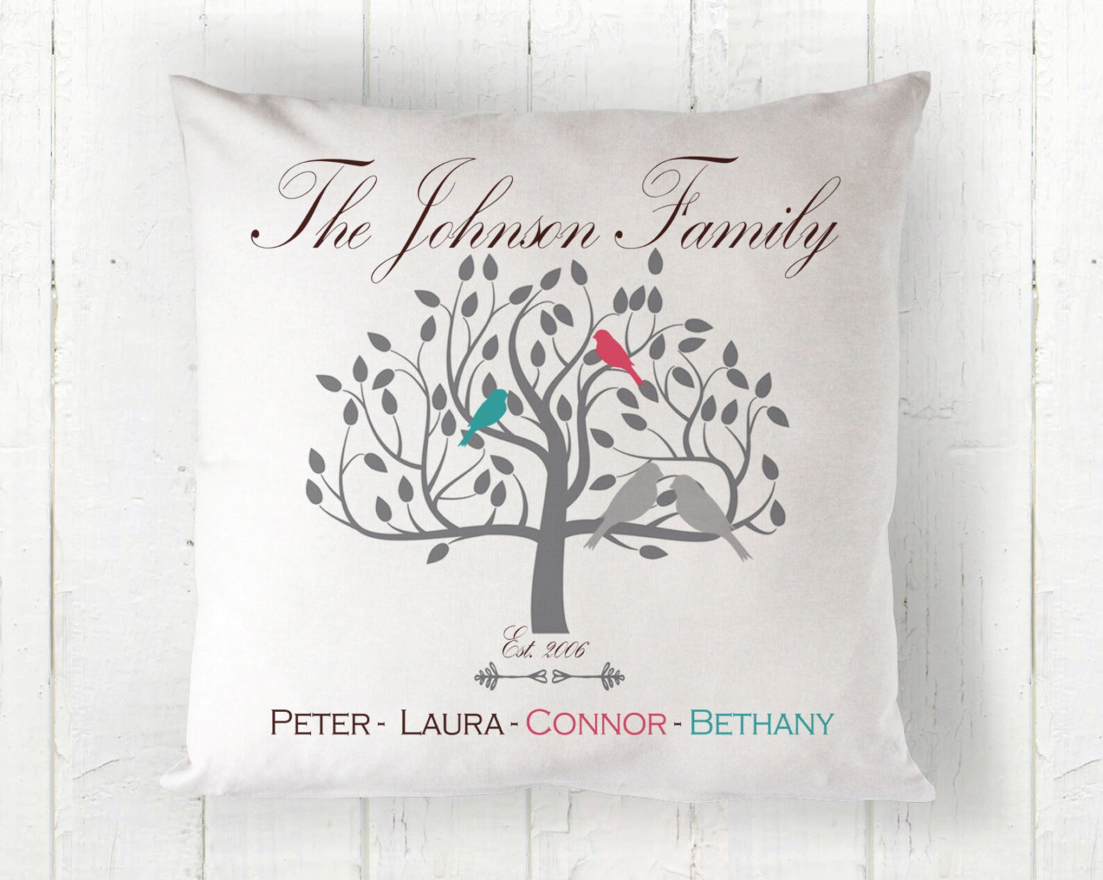 Custom Decorative Family Tree Pillow - Living Room Accent Pillow ...