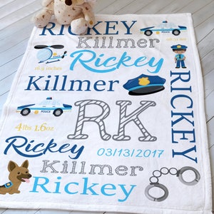Police Baby Blanket - Personalized Baby Boy Gift - Baby Shower Gift ...