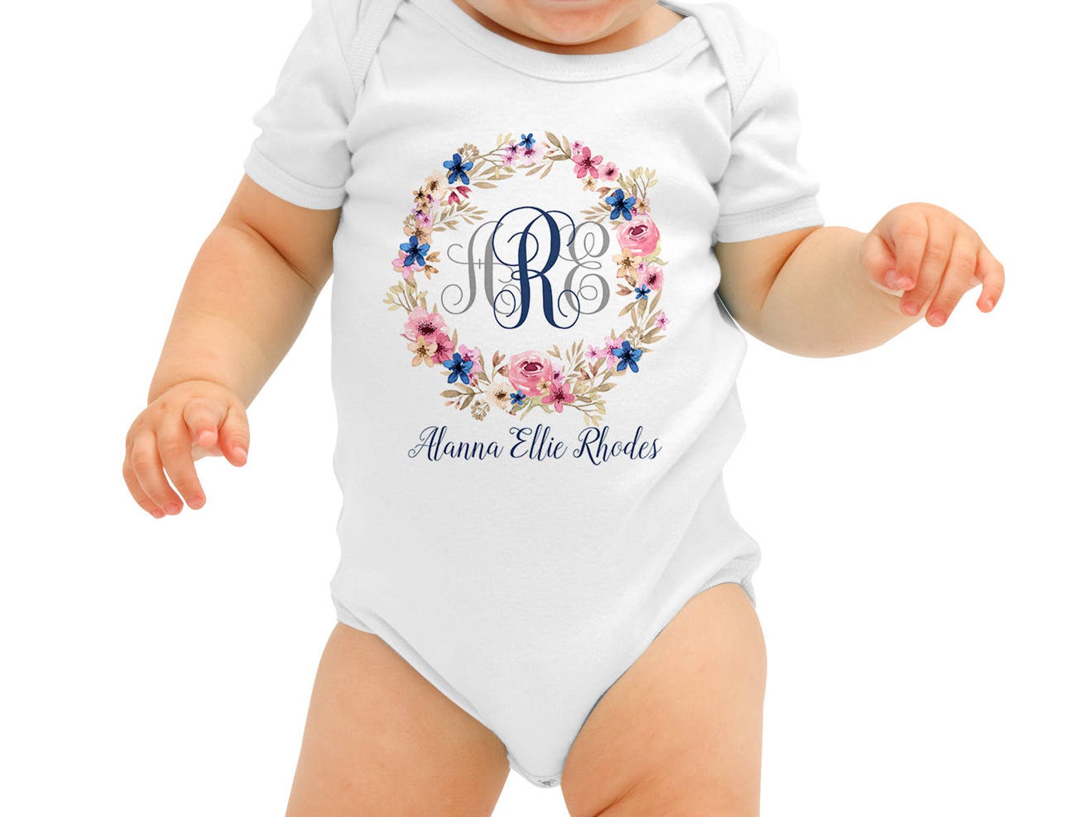 Monogrammed Baby Gown Personalzied Baby Outfit Name Baby - Etsy