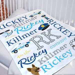 Police Baby Blanket - Personalized Baby Boy Gift - Baby Shower Gift ...
