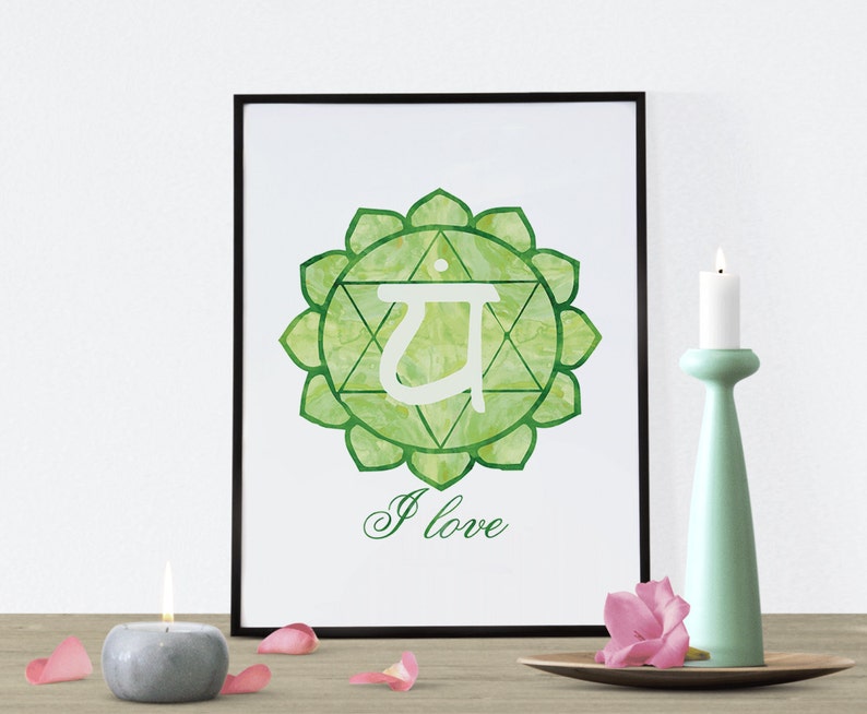 Heart Chakra Print - the Fourth Chakra Wall Art - Zen Decor - Reiki ...
