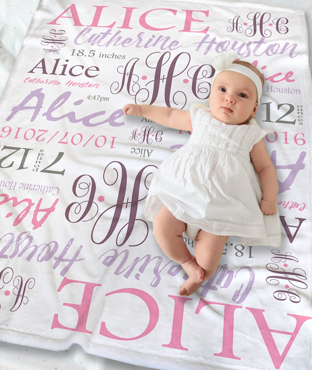 Monogrammed Baby Girl Blanket - Newborn Baby Girl Gift - Baby Shower ...