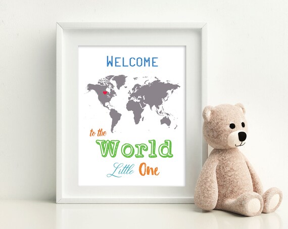 Baby Nursery Wall Art Print World Map Print Custom Baby | Etsy