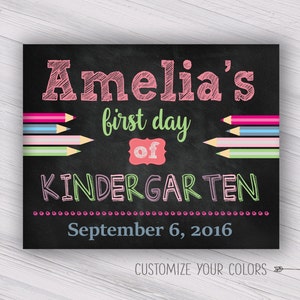 Back to School Chalkboard Sign - Custom Chalkboard Sign - Kindergarten ...