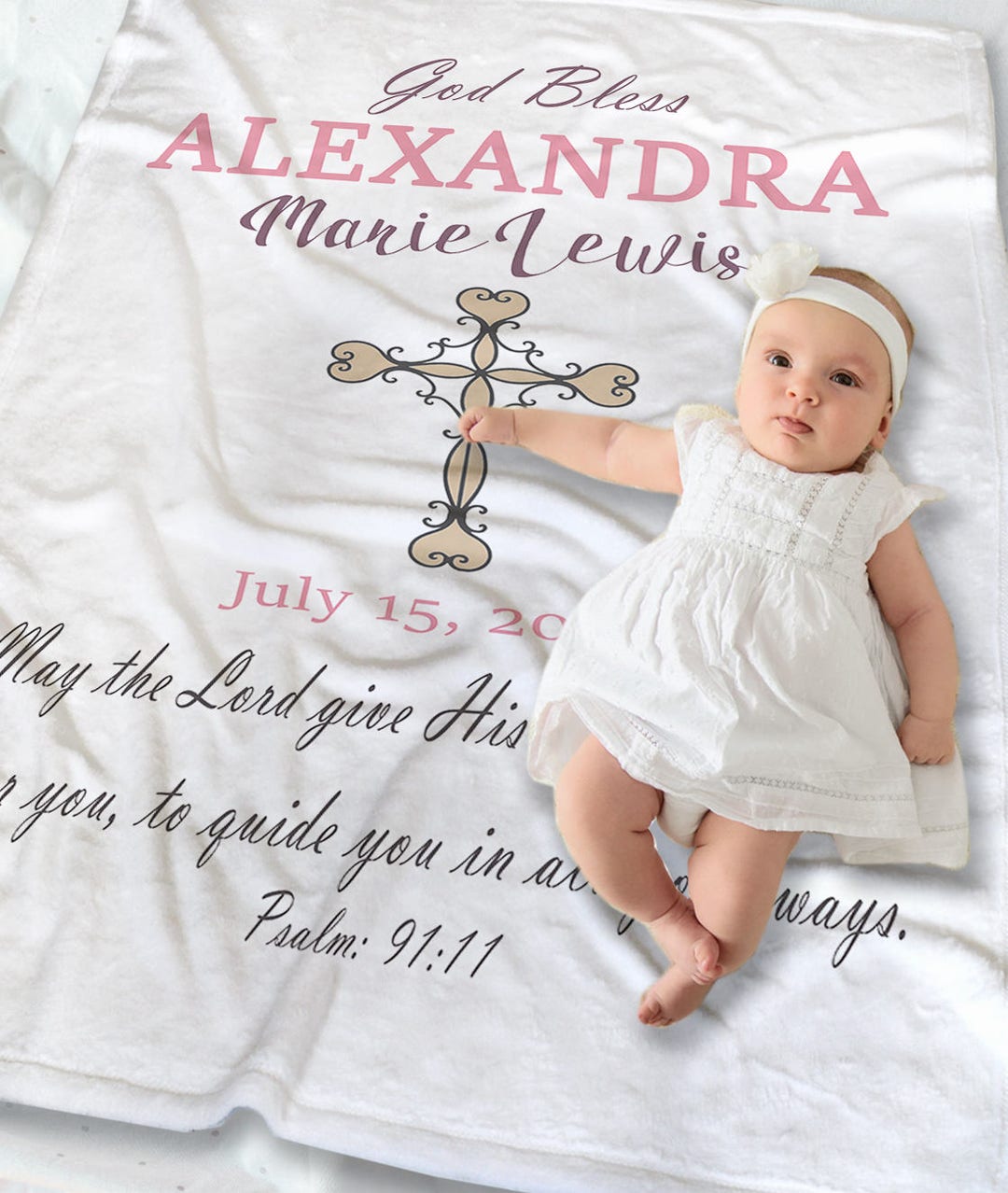 Personalized Christening Blanket - Baptism Blanket - Christening Gift ...