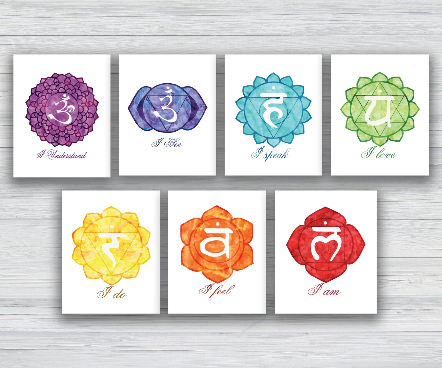 Chakra Set Chakra Meditation Wall Art Set Chakra Prints - Etsy UK