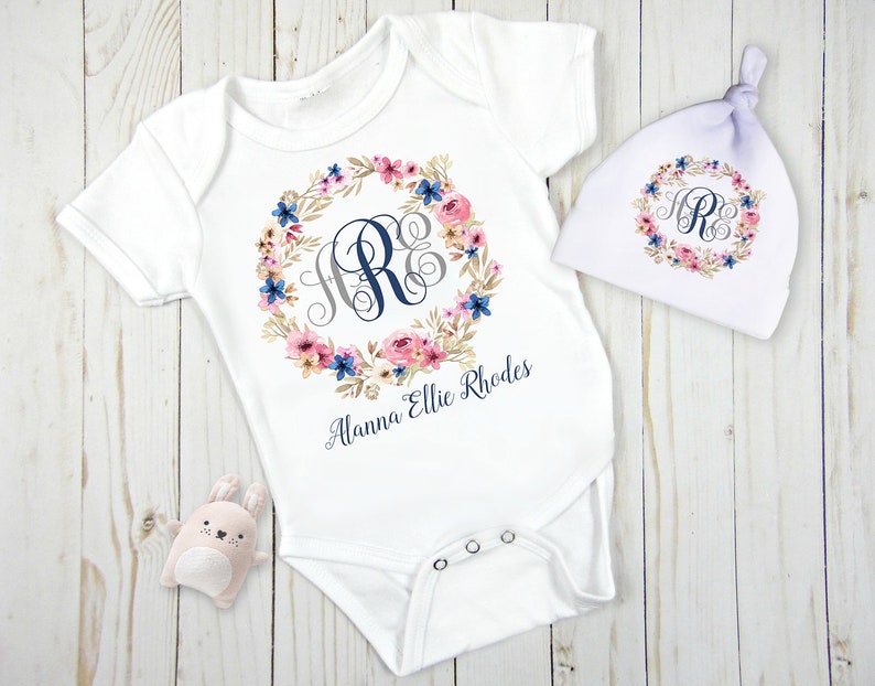 Monogrammed Baby Gown Personalzied Baby Outfit Name Baby - Etsy