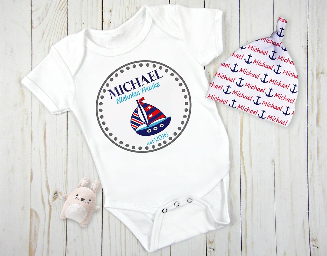 Nautical Baby Bodysuit, Nautical Baby Gift, Personalized Nautical Baby ...