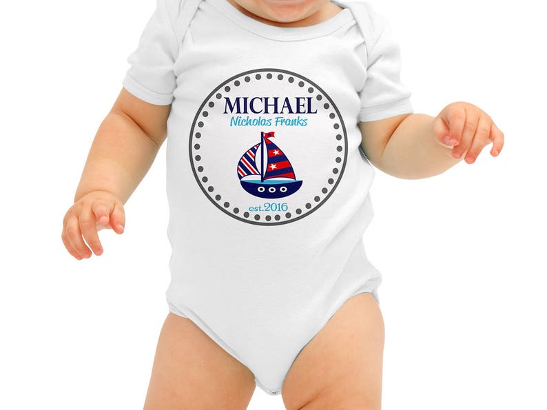 Nautical Baby Bodysuit, Nautical Baby Gift, Personalized Nautical Baby ...