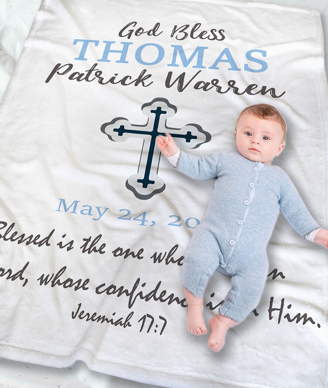 Personalized Baptism Blanket - Christening Blanket - Christening Gift ...