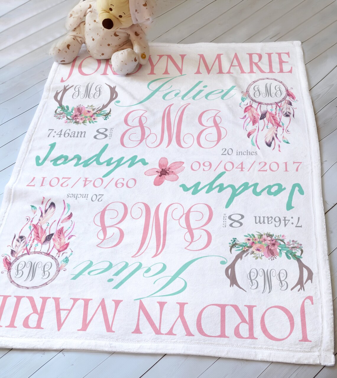 Baby Girl Personalized Blanket Woodland Baby Blanket - Etsy