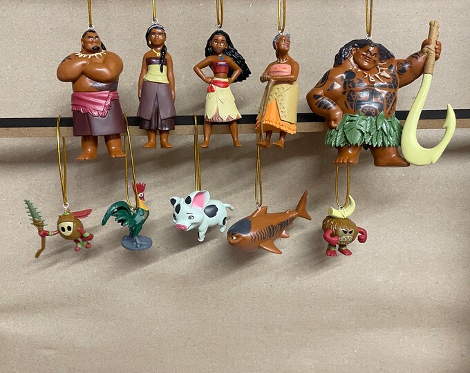 Disneys Moana Set of 10 Childrens Characters Christmas Tree Decorations ...