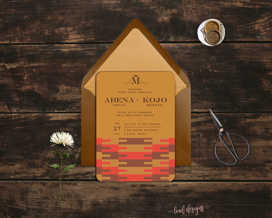 Kente on Lock /digital File Single Sided Invitations/traditional ...
