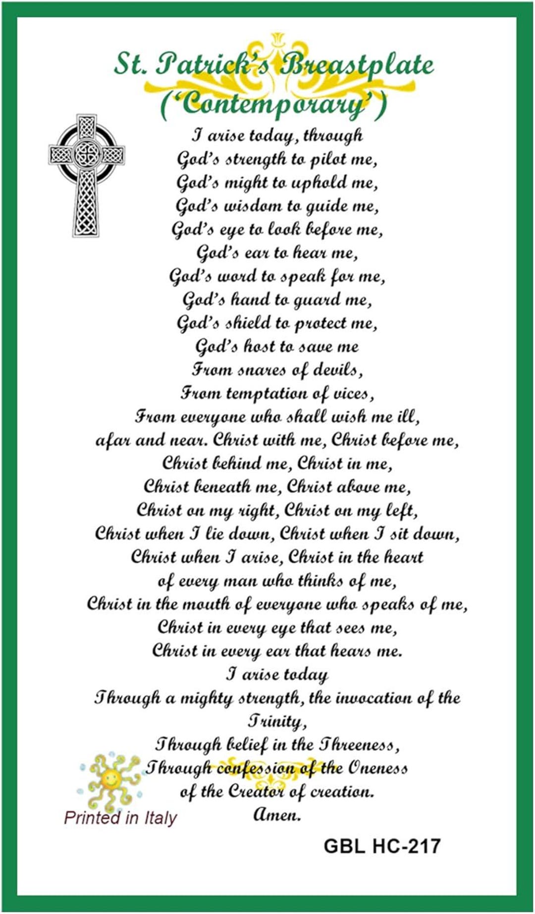 Saint Patrick Breastplate Prayer Card Blessed by His Holiness Pope Francis - Etsy