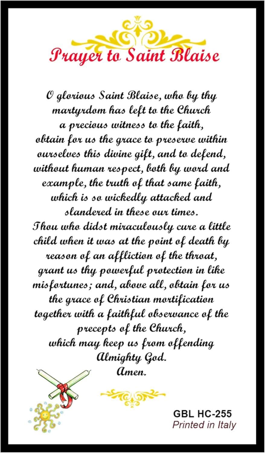 Saint Blaise Patron of Those With Throat Ailments Blessed Laminated ...