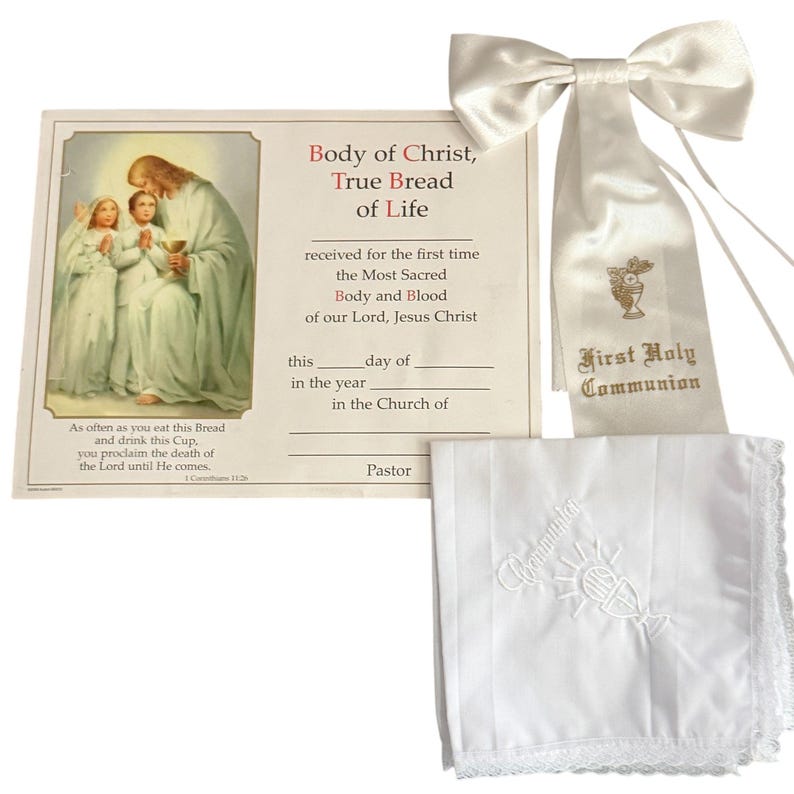 Boys First Holy First Communion Arm Bow-handkerchief -certificate Set ...