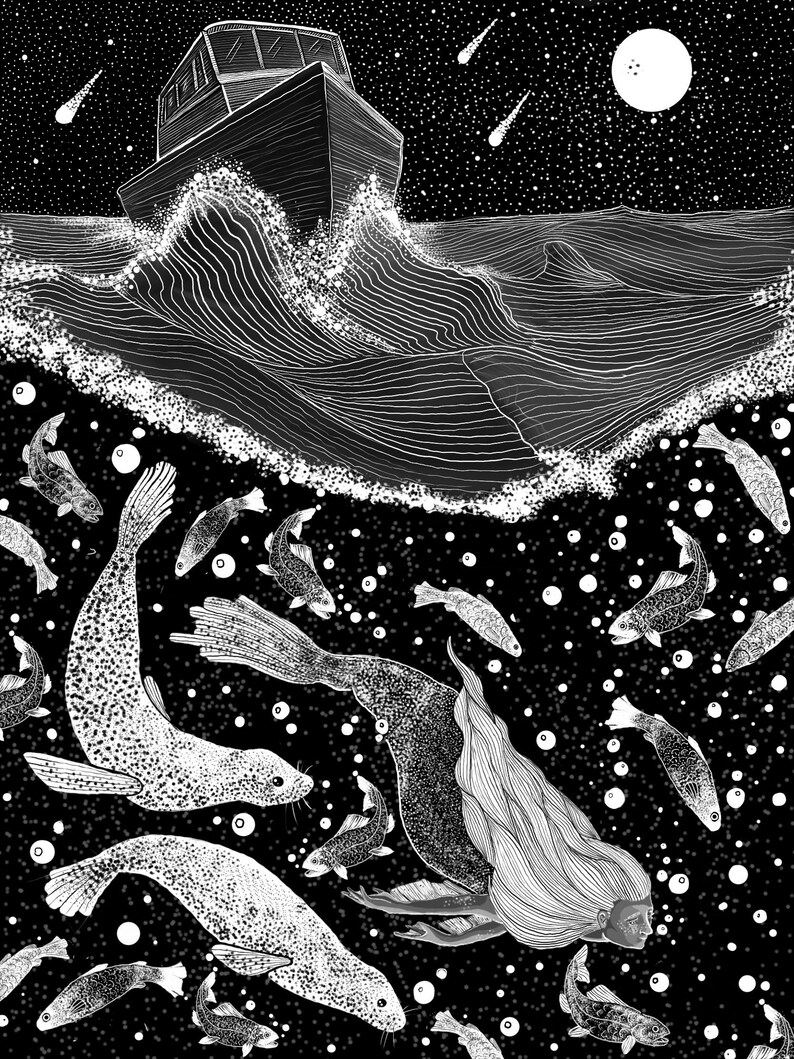 The Selkie Scottish Folklore Song of the Sea Fishing Art - Etsy