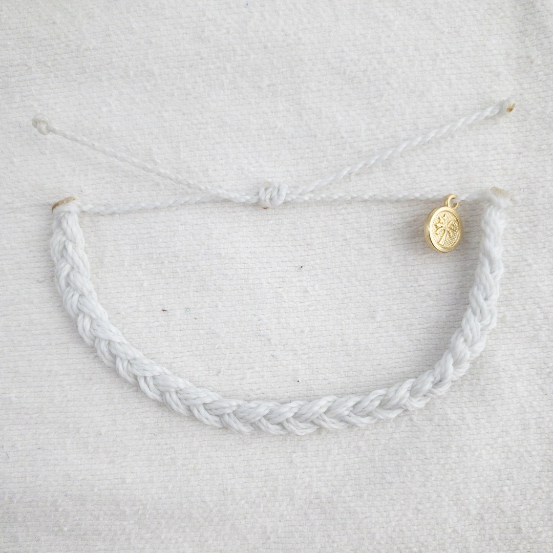 White Braided Wax String Bracelet Braided Anklet Waterproof - Etsy