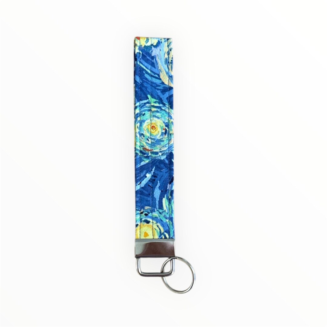 Starry Sky Key Fob | Artistic Night Sky Keychain Wristlet | Painterly ...