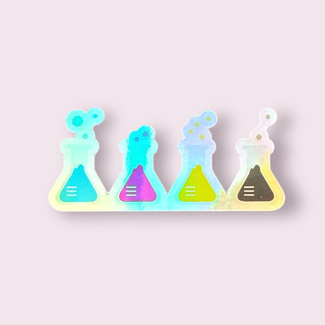 Science Beaker Sticker – Holographic Colorful Lab Chemistry Sticker ...