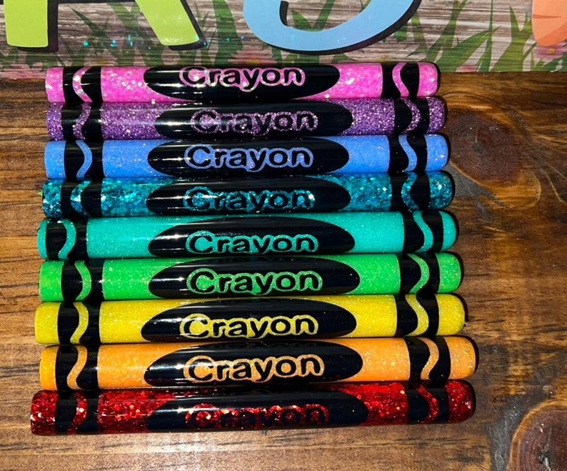 Crayon Glitter Pens, Teacher Gift, Glitter Pens, Resin Pens, Epoxy Pens ...