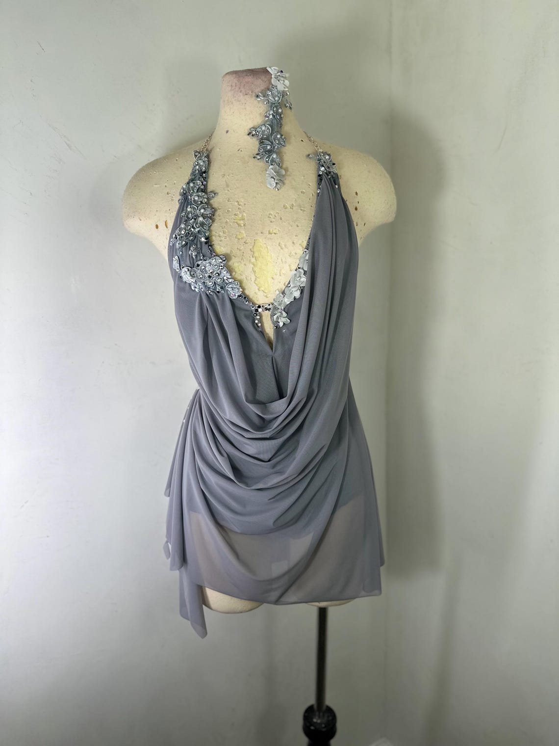 Custom Draped Dance Costume, Smoky Grey Competition Solo - Etsy