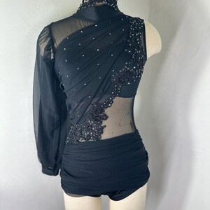 Black Contemporary Dance Costume, Swarovski Crystals, Solo Dance - Etsy